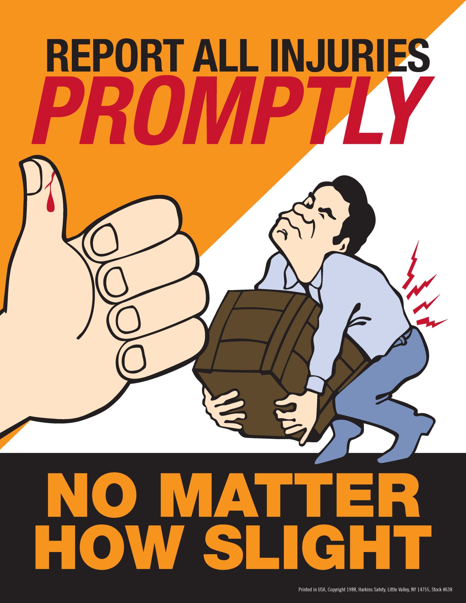 Report All Injuries Promptly 2344 Safety Poster | Harkins Safety
